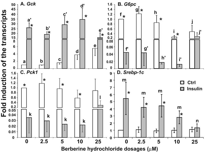 Berberine Regulated Gck, G6pc, Pck1 and Srebp-1c Expression and ...